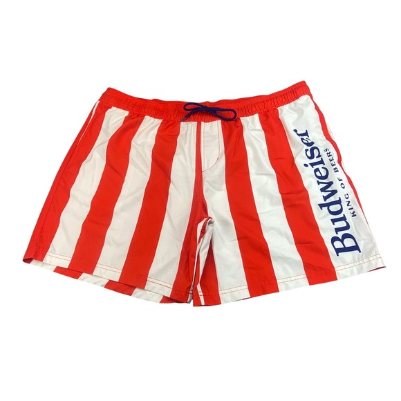 Budweiser | Swim | Budweiser Swim Trunks Mens Large Red White Stripes ...
